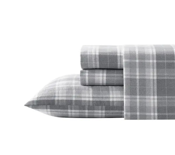 Laura Ashley Mulholland Plaid Grey Twin Sheet S Et - One-color