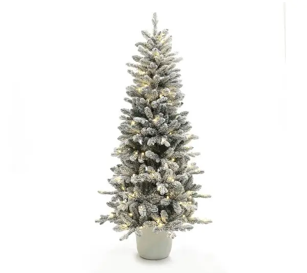 LUXEN HOME Luxenhome 5ft Multicolored Pre-lit Flocked Arti Ficial Tree - One-color
