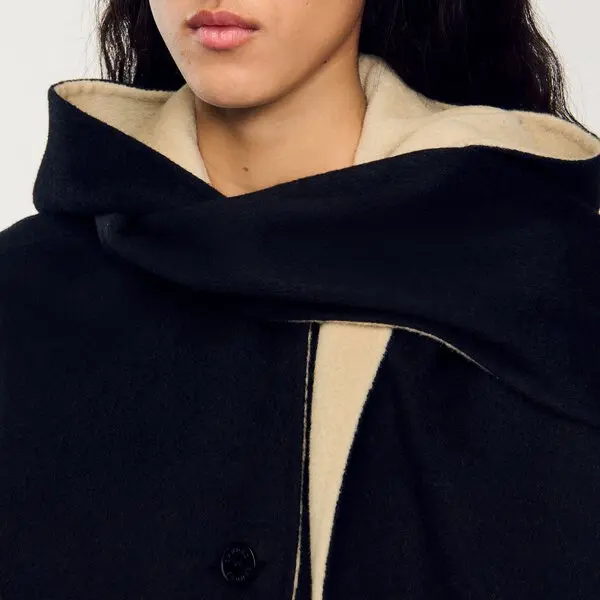 Sandro Wool Coat With Scarf