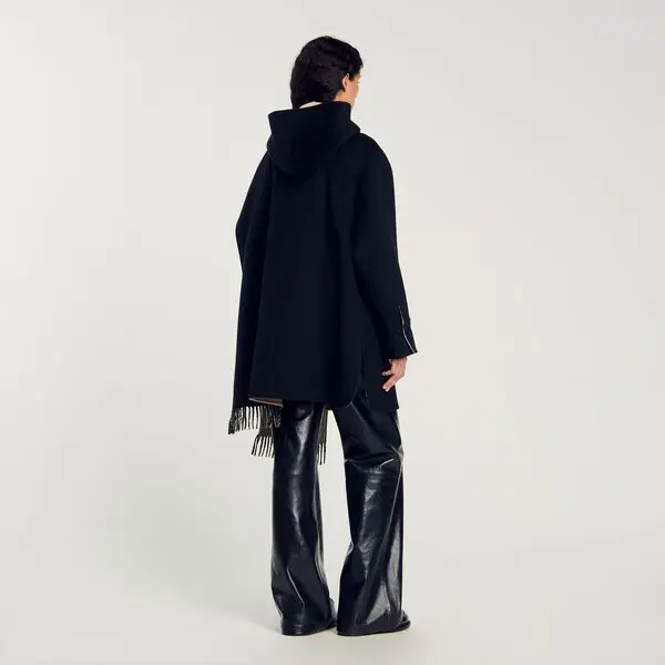 Sandro Wool Coat With Scarf