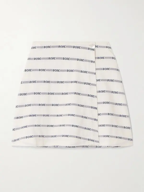 BODE Rec Jacquard-knit Cotton Mini Wrap Skirt
