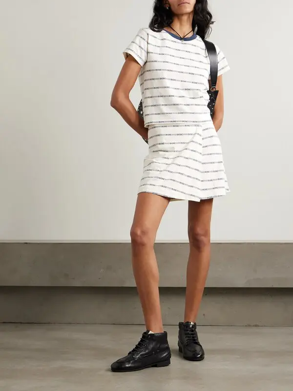 BODE Rec Jacquard-knit Cotton Mini Wrap Skirt
