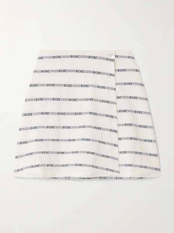 BODE Rec Jacquard-knit Cotton Mini Wrap Skirt
