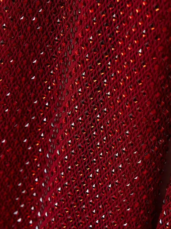SELF-PORTRAIT Crystal-embellished Mesh Midi Dress