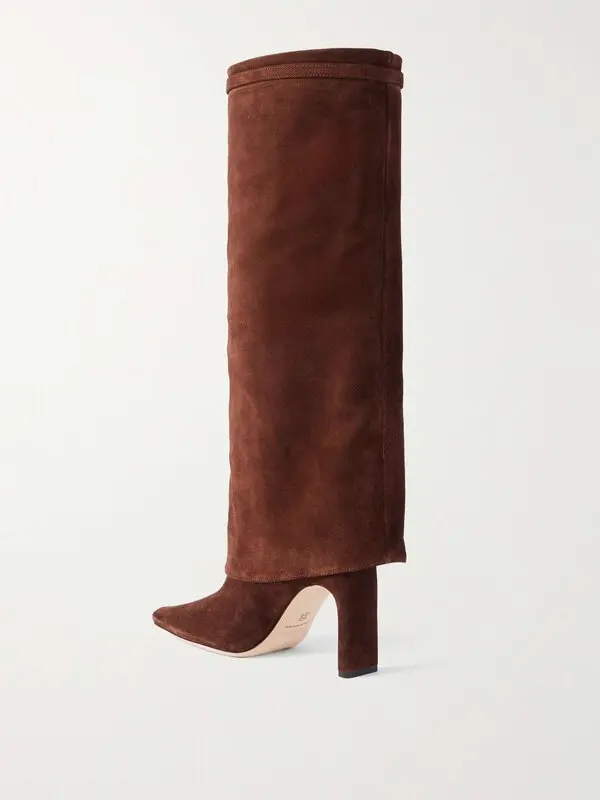 Staud Wally Buckled Suede Knee Boots