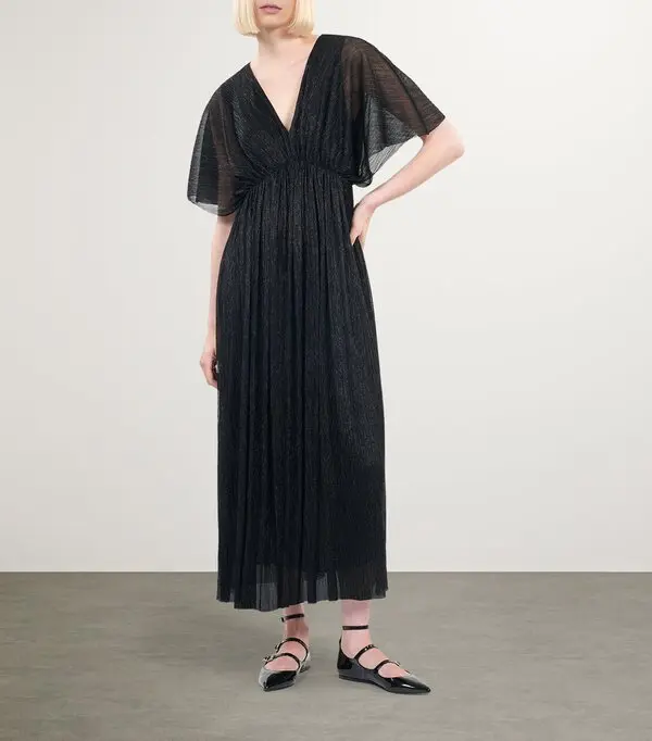 The Kooples Lurex Plunge Midi Dress In Black - 51% Off | Editorialist
