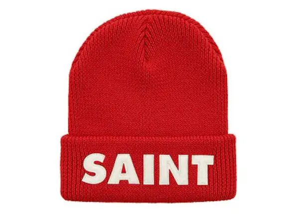 SAINT MICHAEL Logo Knit Beanie - Red