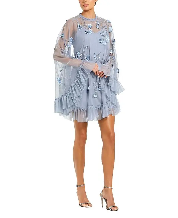 Mac Duggal Embellished A-line Mini Dress - Powder Blue