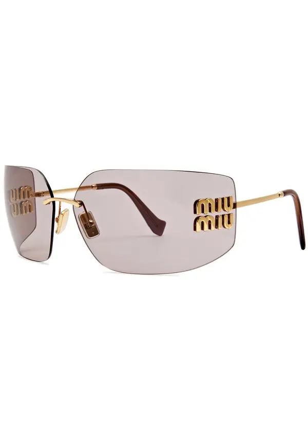 Miu Miu Eyewear Rectangle-frame Sunglasses - Gold