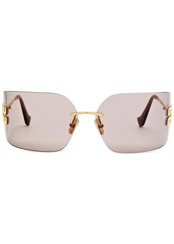 Miu Miu Eyewear Rectangle-frame Sunglasses - Gold