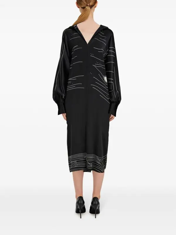FERRAGAMO Spirit Print Satin Dress