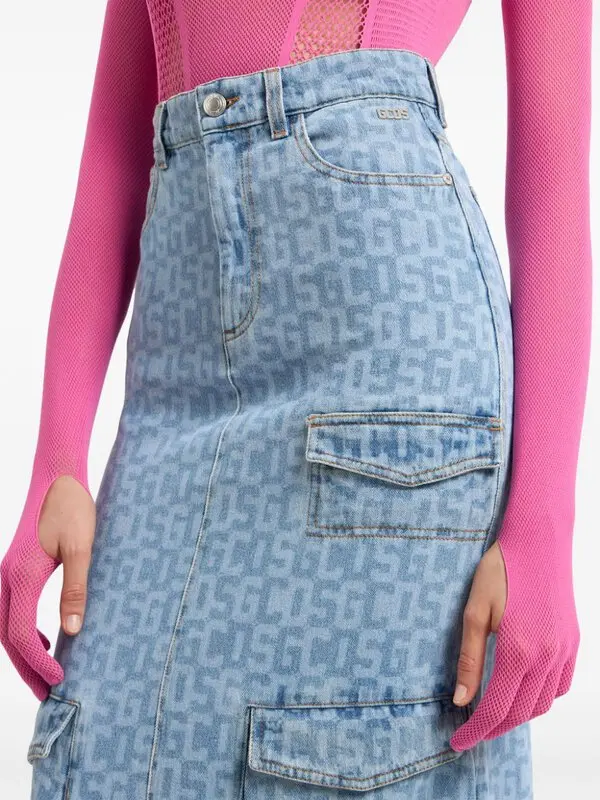 Gcds Monogram Denim Skirt