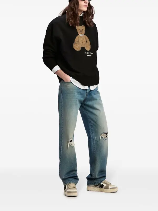 Palm Angels Bear Motif Crewneck Sweatshirt - Black