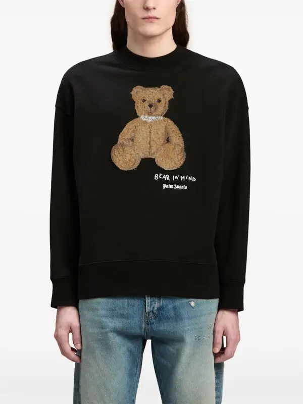 Palm Angels Bear Motif Crewneck Sweatshirt - Black