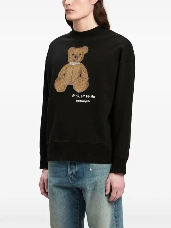 Palm Angels Bear Motif Crewneck Sweatshirt - Black