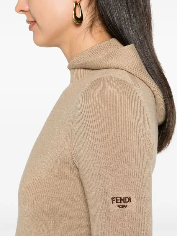 Fendi Hooded Mini Dress - Neutrals