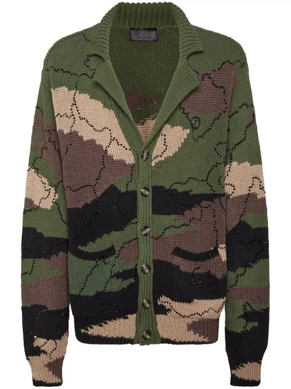 Philipp Plein V-neck Intarsia-knitted Cardigan