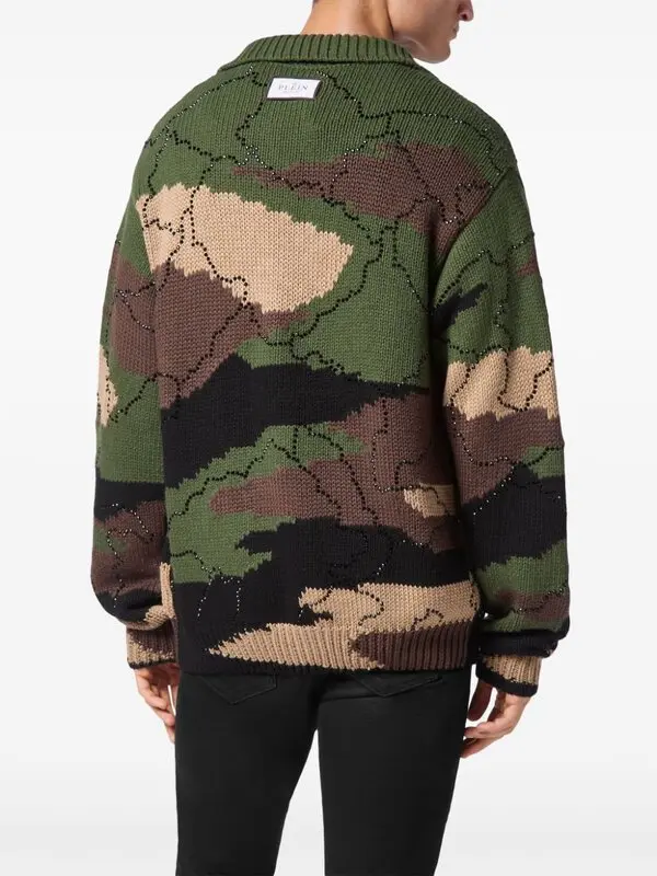 Philipp Plein V-neck Intarsia-knitted Cardigan