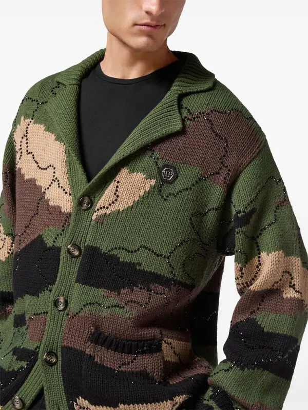 Philipp Plein V-neck Intarsia-knitted Cardigan