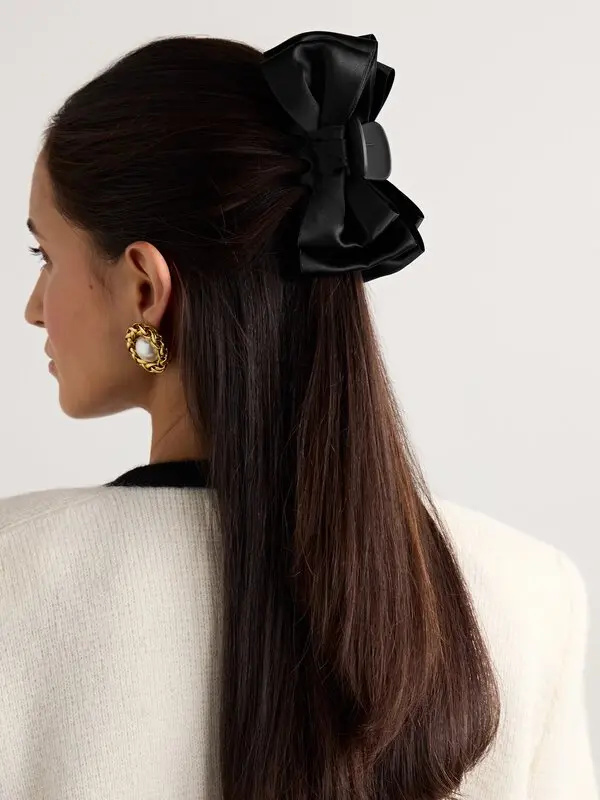 Jennifer Behr Agatha Satin Ribbon Hair Clip Agatha satin ribbon hair clip in black - Jennifer Behr  main image 3