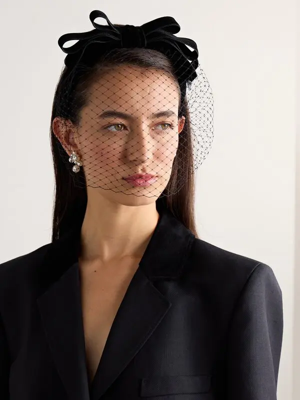 Jennifer Behr Rochel Voilette Velvet Headband In Black - 40  display picture 2