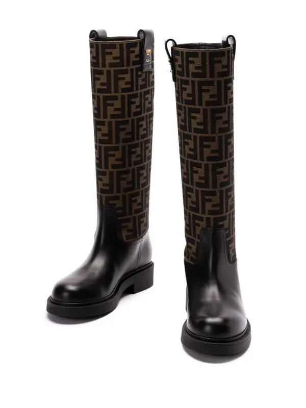 Fendi Filo Jacquard Boots - Black