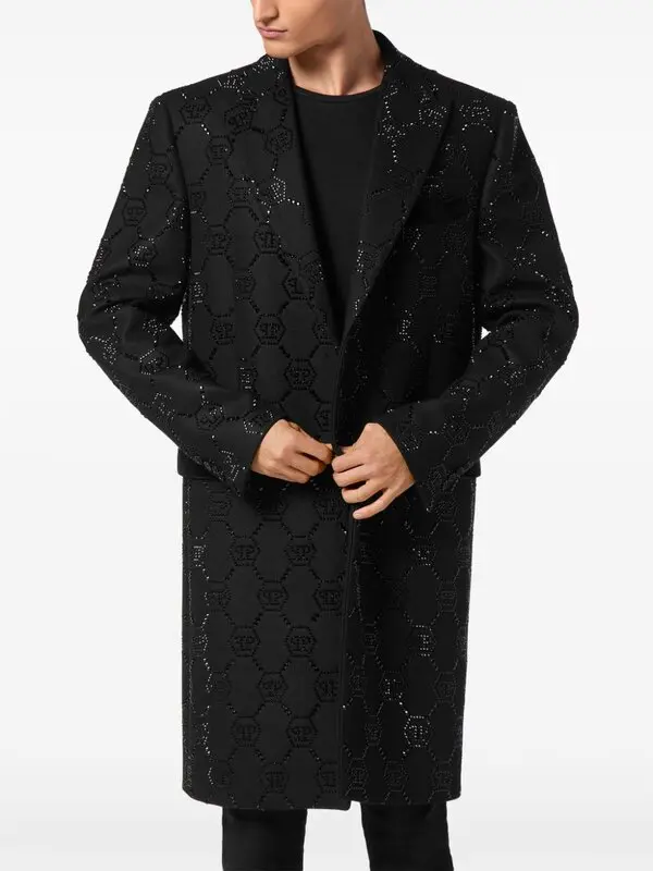 Philipp Plein Logo-embellished Single-breasted Coat