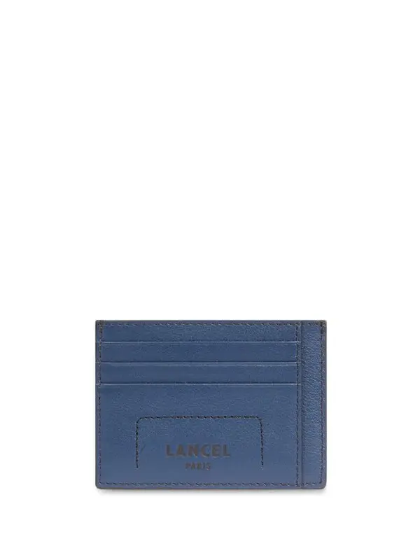 LANCEL 6cc Logo-stamp Leather Card Holder - Blue