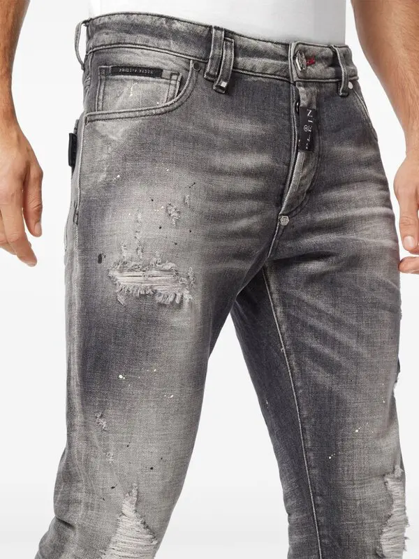 Philipp Plein Distressed Cropped Jeans
