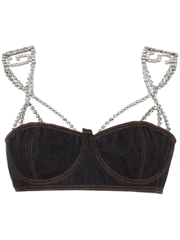 Gcds Chocker Denim Bra - Black