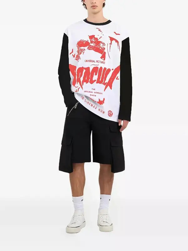 Gcds Dracula-print Long Sleeve T-shirt - White