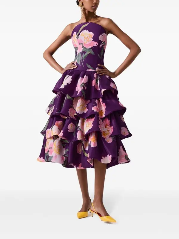 Carolina Herrera Floral-print Ruffled Midi Dress