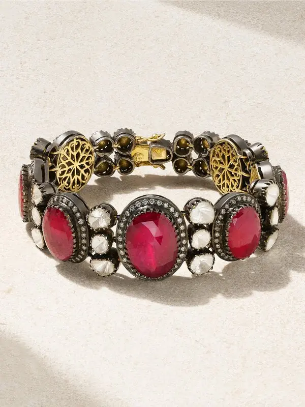 AMRAPALI LONDON Rajasthan Ruby And Diamond Bracelet - Gold