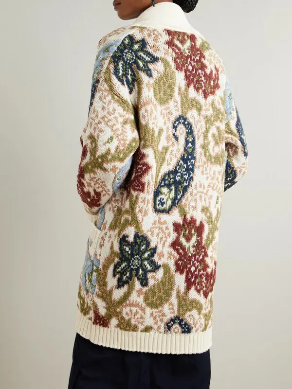 Etro Oversized Jacquard-knit Wool-blend Cardigan - Cream
