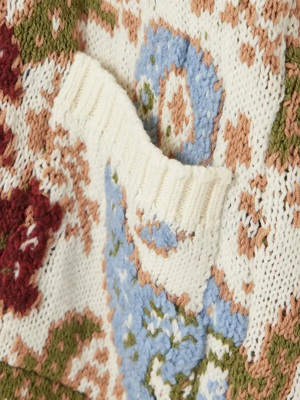 Etro Oversized Jacquard-knit Wool-blend Cardigan - Cream