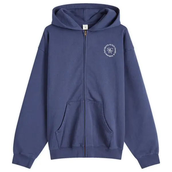 Sporty & Rich Srhwc Zipped Hoodie In Navy/White - 40% Off