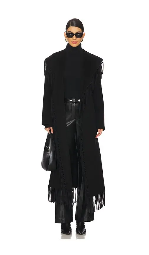 Simkhai Carrie Fringe Robe Coat - Black