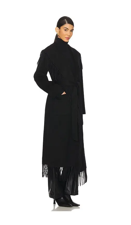 Simkhai Carrie Fringe Robe Coat - Black