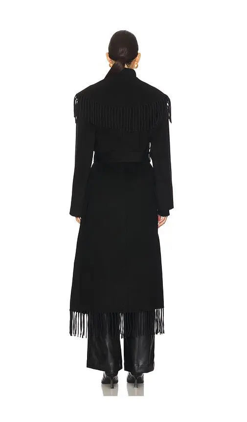 Simkhai Carrie Fringe Robe Coat - Black