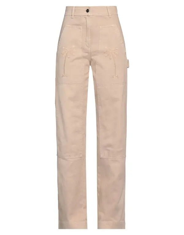 Palm Angels High-waisted Straight Leg Trousers - Beige