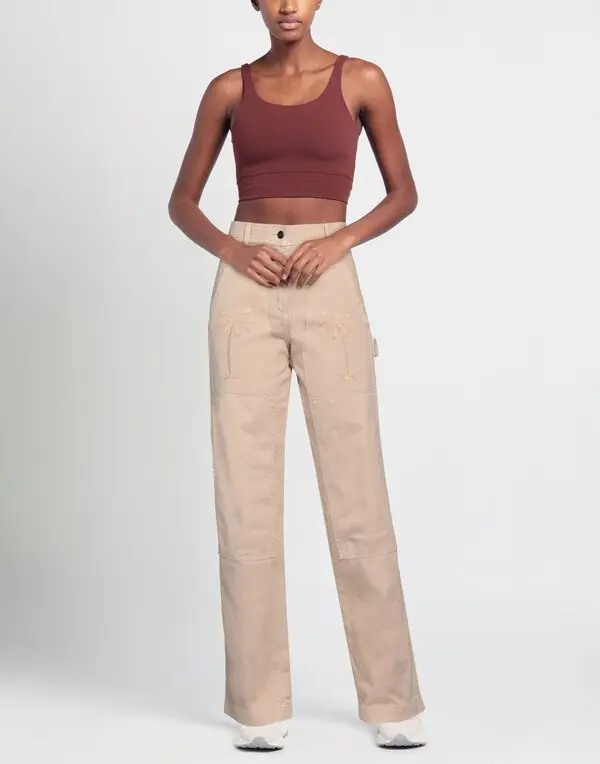 Palm Angels High-waisted Straight Leg Trousers - Beige