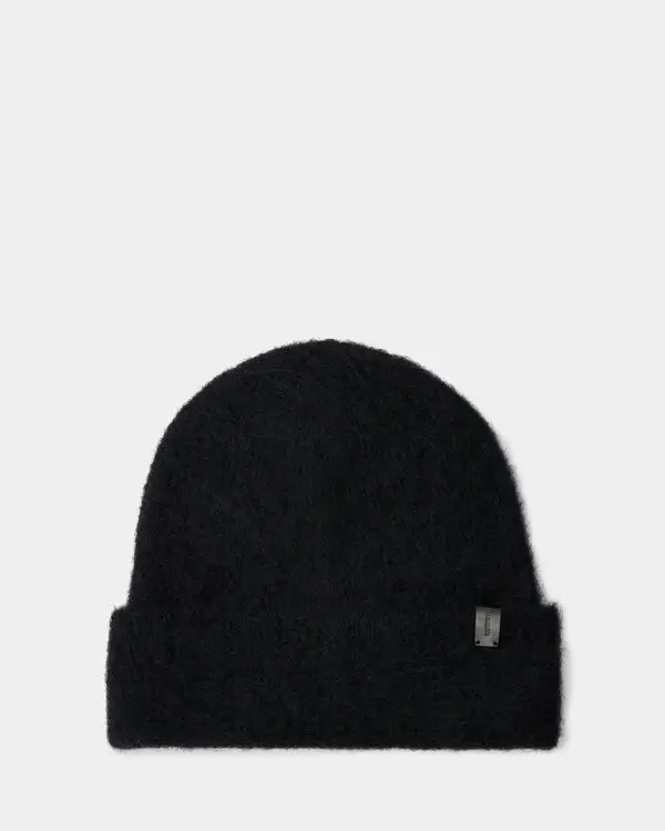 Allsaints Steph Brushed Beanie In Black - 40% Off | Editorialist display picture 1
