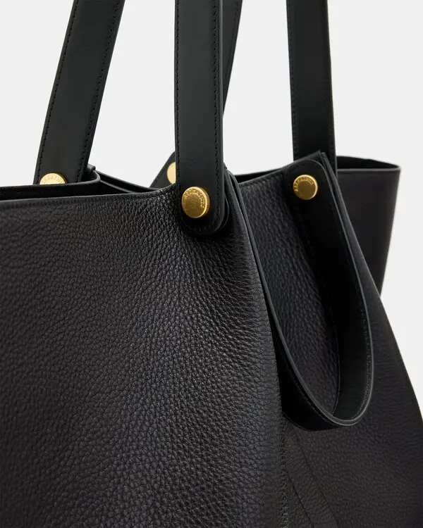 All Saints Allington Leather Tote Bag In Black 20% Off
