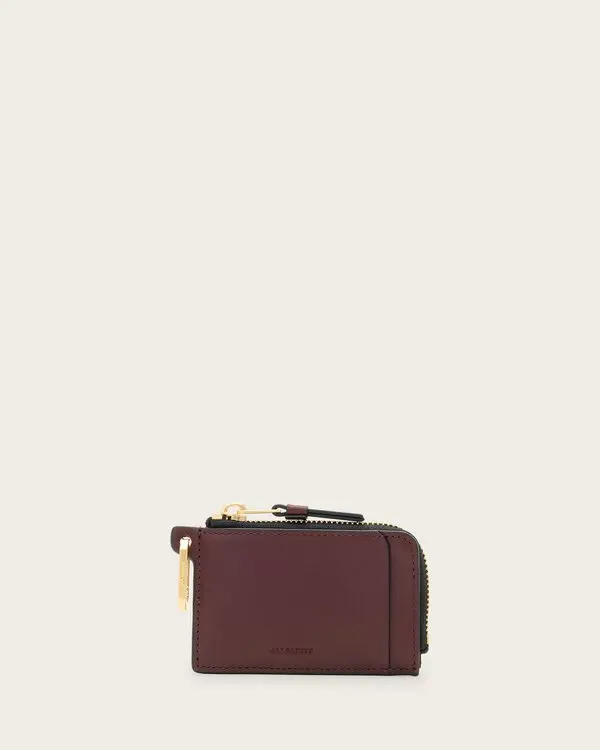 ALLSAINTS Remy Leather Wallet - Dark Red