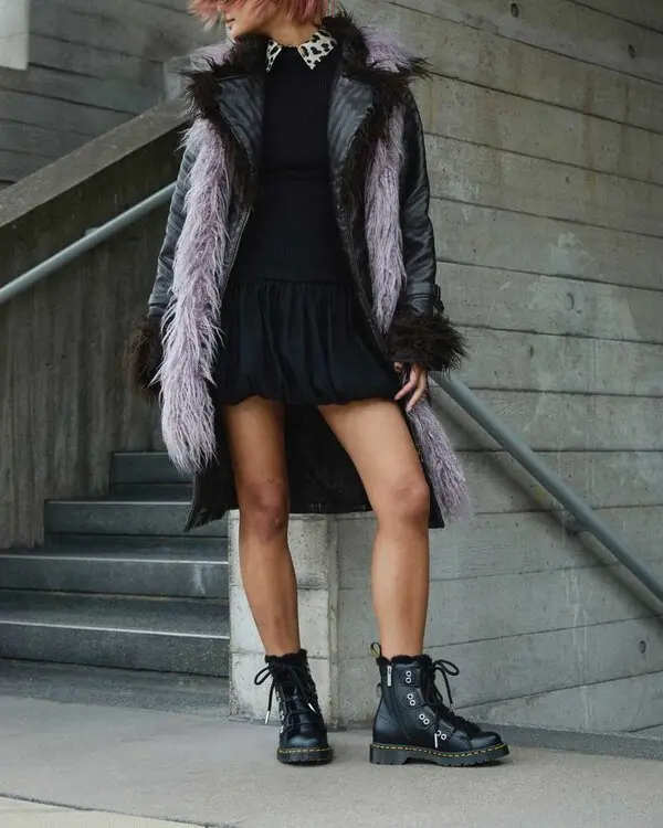 Dr. Martens 1460 Faux Fur Lined Leather Lace Up Boots