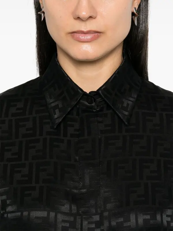 FENDI ブラック シースルー 長袖シャツ Fendi Silk Shirt - Black | Editorialist
