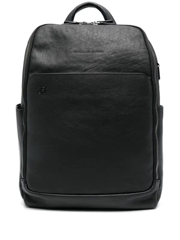 PIQUADRO Leather Backpack - Black