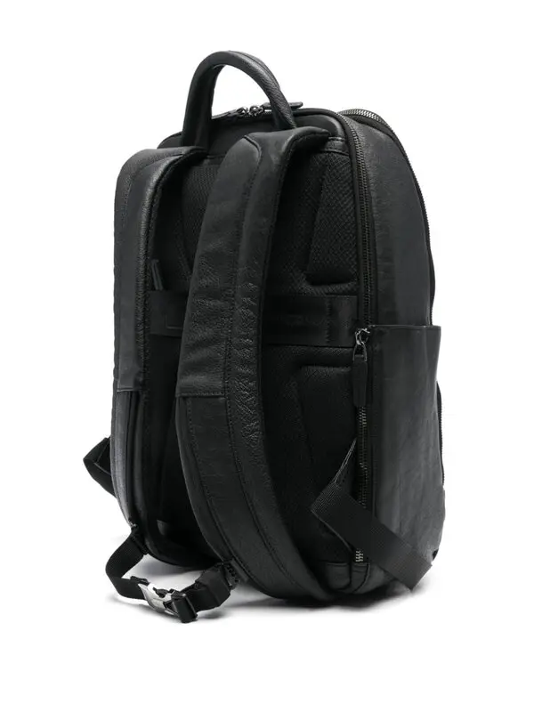 PIQUADRO Leather Backpack - Black