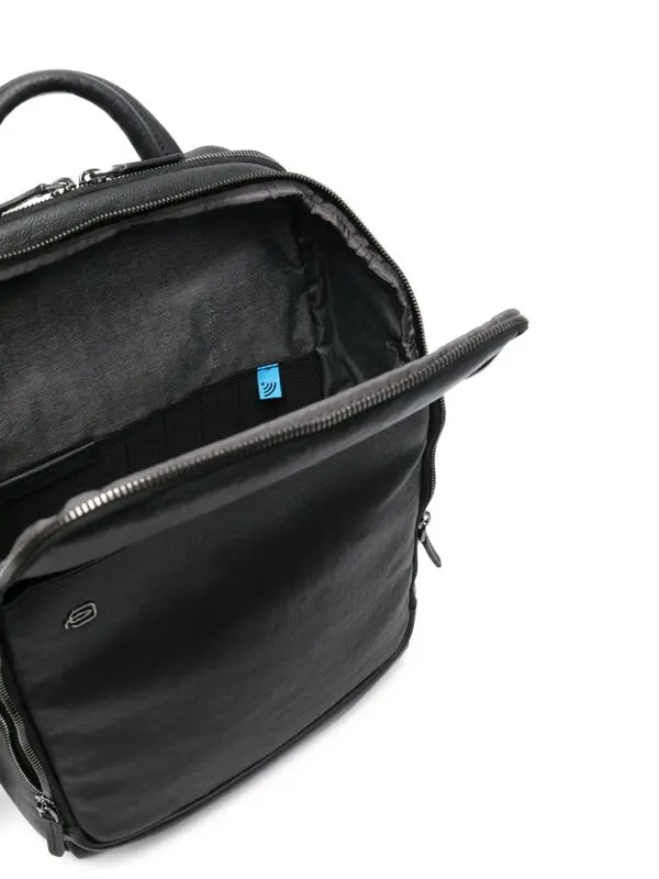 PIQUADRO Leather Backpack - Black
