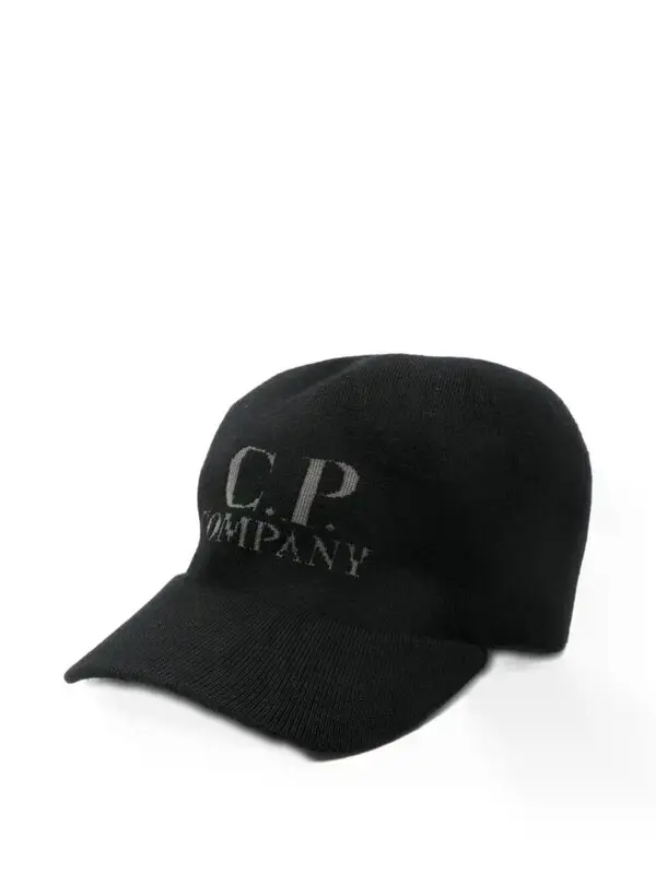 C.P. COMPANY Intarsia-knit Logo Cap - Black